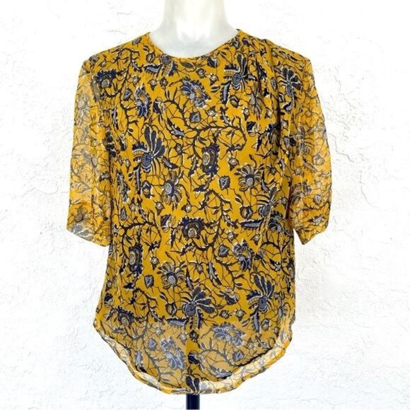 Isabel Marant | Tops | Isabel Marant 0 Silk Yellow And Blue Paisley ...